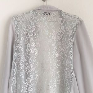 Romy | Tops | Gray Lace Back Romy Long Sleeve Blouse A | Poshmark